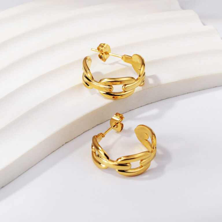 Gold Chain-Link Hoop Earrings – Fability Shop